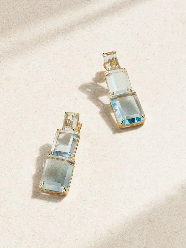 Mateo Arithmetic Composition 14k Topaz Drop Earrings - Gold