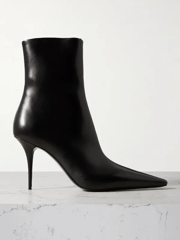 Saint Laurent Ashley Leather Ankle Boots - Black