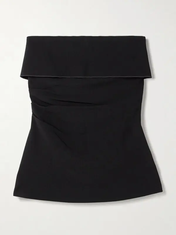 Proenza Schouler Felicity Strapless Layered Ruched Crepe Top - Black