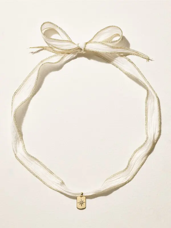 Mizuki 14-karat Diamond And Crepon Necklace - Gold