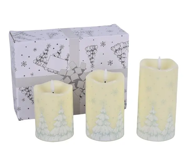 TEMP-TATIONS As Is S/3 Fiberoptic Flameless Candles - One-color