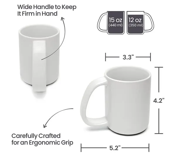 CURVD 15 Oz Mug, Sturdy Material & Wide Handle