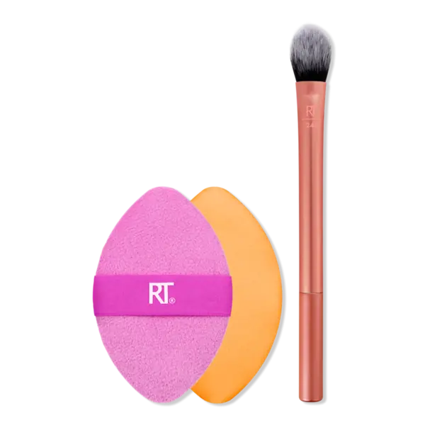REAL TECHNIQUES Precision Perfection Powder Puff + Makeup Brush Duo - One-color
