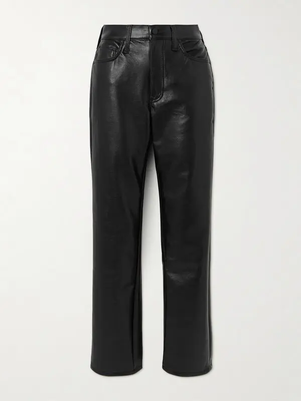 MOTHER The Smarty Recycled Patent-leather Straight-leg Pants