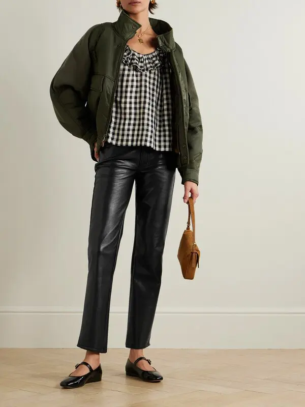 MOTHER The Smarty Recycled Patent-leather Straight-leg Pants