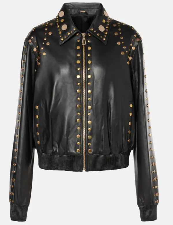 Dodo Bar Or Hihi Embellished Leather Bomber Jacket
