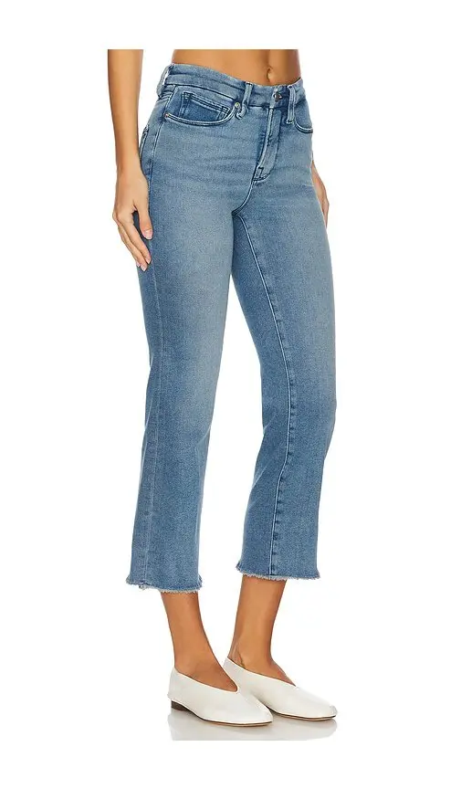 Good American Petite Straight Split Pockets Jeans