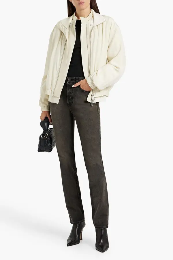 Helmut Lang Layered Silk And Satin-twill Bomber Jacket - Ivory