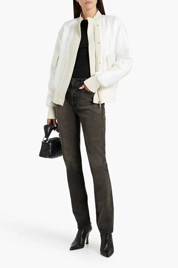 Helmut Lang Layered Silk And Satin-twill Bomber Jacket - Ivory