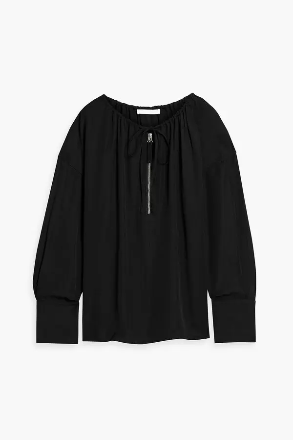 Helmut Lang Gathered Satin Blouse - Black
