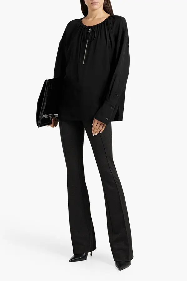 Helmut Lang Gathered Satin Blouse - Black