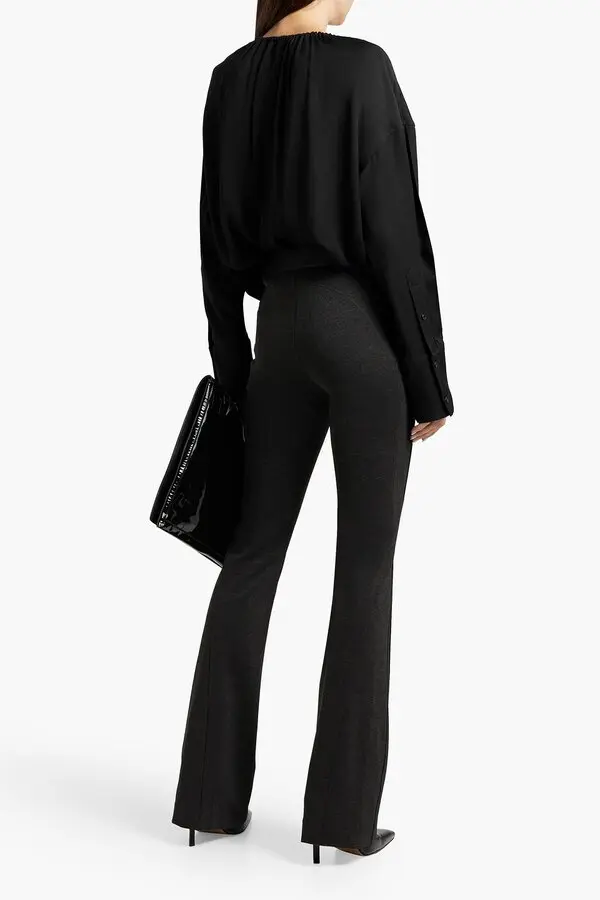 Helmut Lang Gathered Satin Blouse - Black