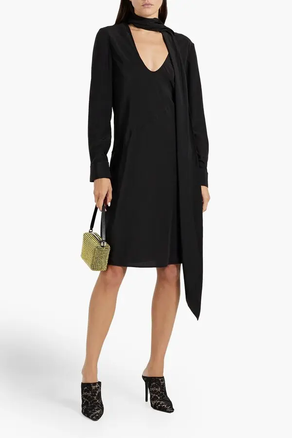 Helmut Lang Silk Crepe De Chine Dress - Black