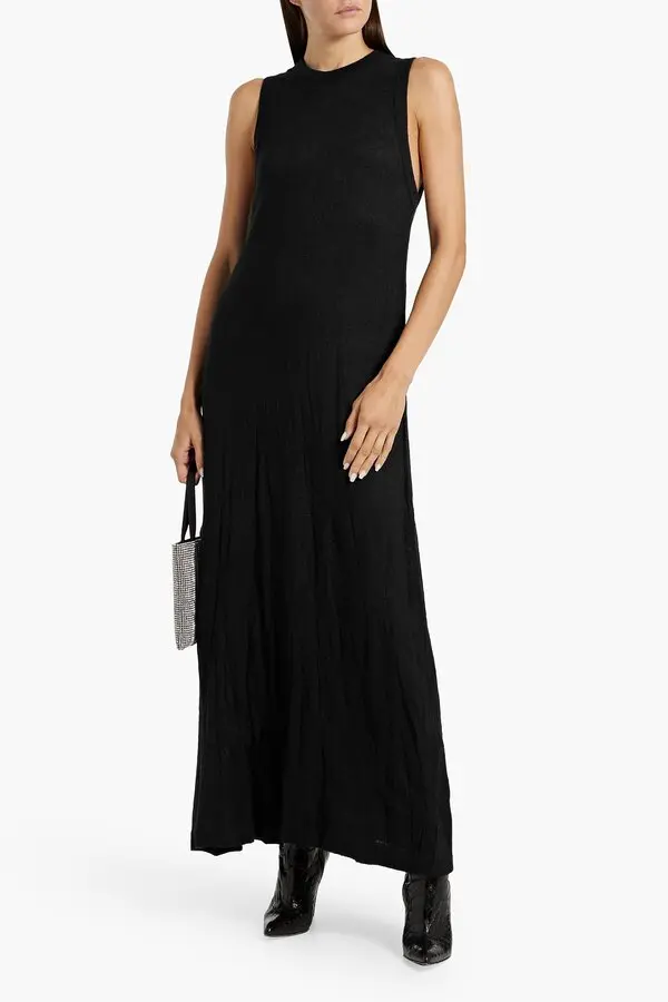 Helmut Lang Crinkled Merino Wool-blend Midi Dress