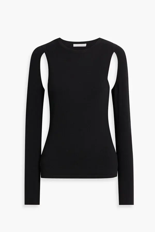 Helmut Lang Cutout Cotton-blend Jersey Top - Black