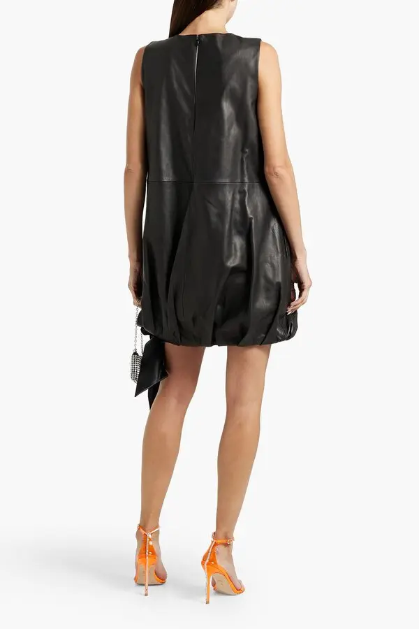 Helmut Lang Satin-Trimmed Gathered Leather Mini Dress In Black - 70% Off |  Editorialist