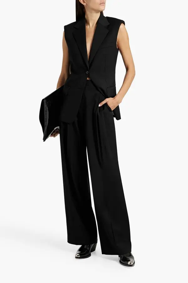 Helmut Lang Pleated Wool Wideleg Pants