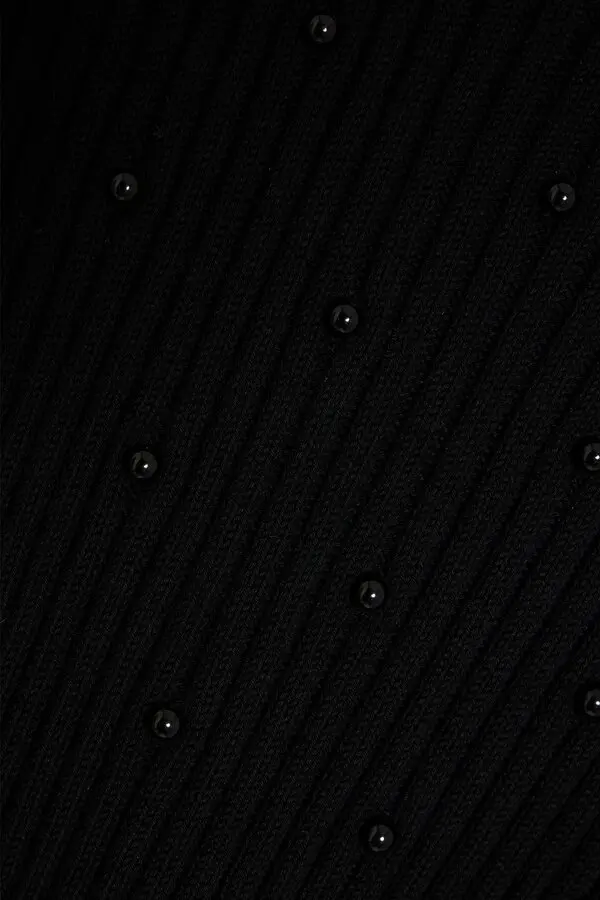 Helmut Lang Embellished Ribbed Mini Dress - Black