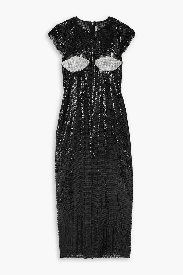 CHRISTOPHER KANE The Goodbye Cutout Crystal-embellished Chainmail Midi Dress