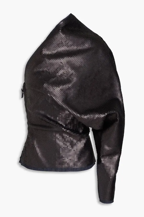 Rick Owens One-sleeve Sequined Denim Top