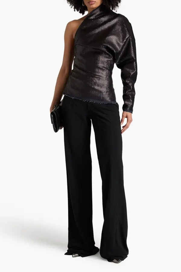 Rick Owens One-sleeve Sequined Denim Top