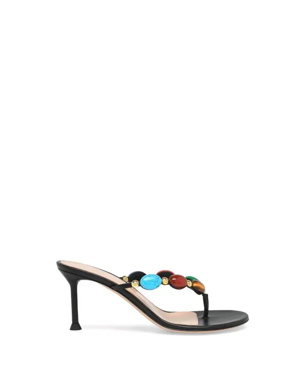 GIANVITO ROSSI Shanti Thong 70 Mules - Black Suede And Nappa