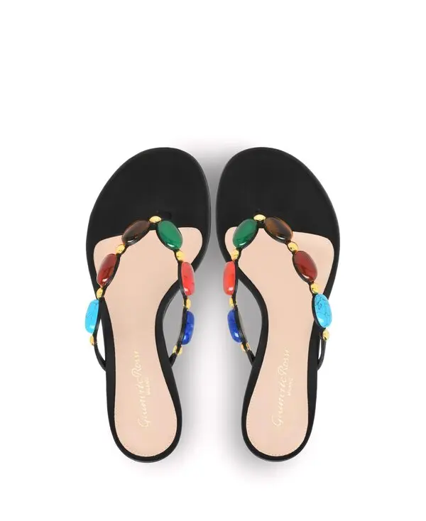 GIANVITO ROSSI Shanti Thong 70 Mules - Black Suede And Nappa