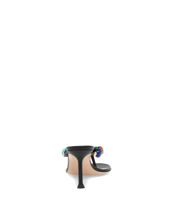GIANVITO ROSSI Shanti Thong 70 Mules - Black Suede And Nappa