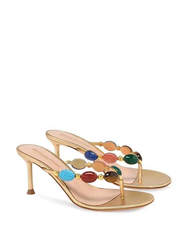GIANVITO ROSSI Shanti Thong 70 Mules - Gold Tone Leather