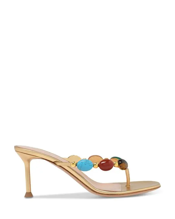 GIANVITO ROSSI Shanti Thong 70 Mules - Gold Tone Leather