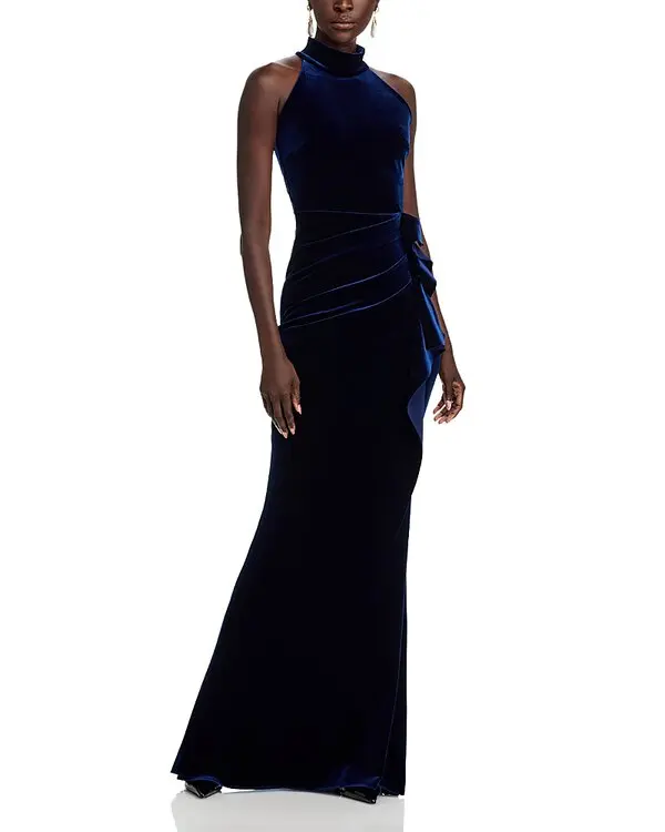 Chiara Boni La Petite Robe Gudrum Long Velvet Gown - Blu Notte