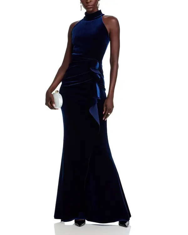 Chiara Boni La Petite Robe Gudrum Long Velvet Gown - Blu Notte