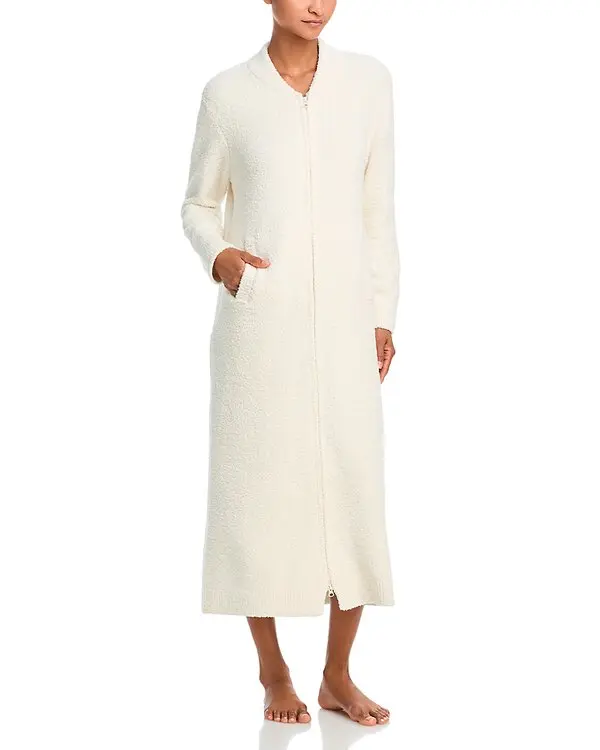 Barefoot Dreams Cozychic Full Zip V-neck Lounger - Cream