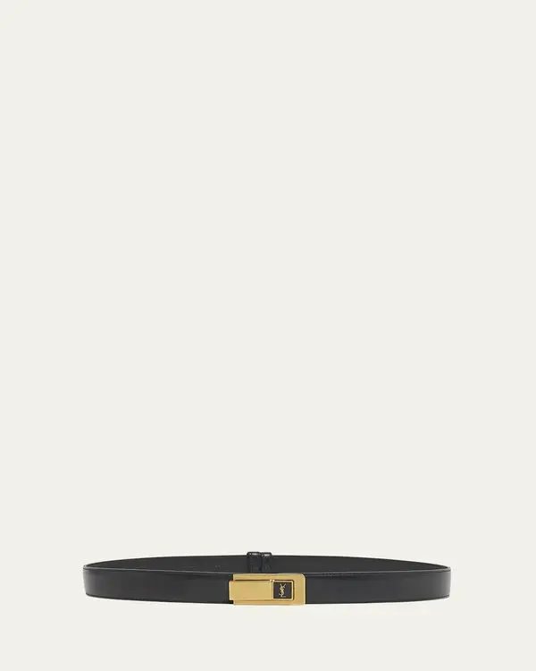 Saint Laurent Skinny Leather Belt - Black