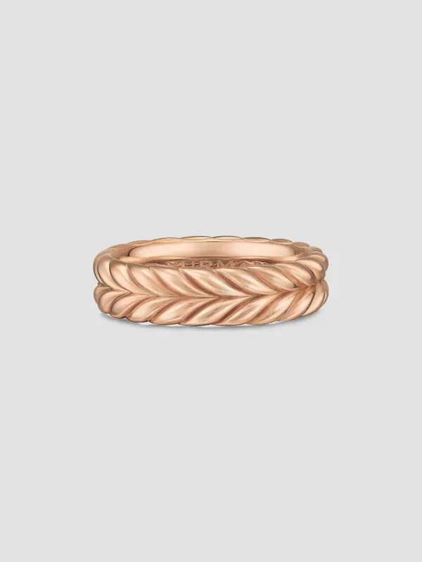 David Yurman Chevron Band Ring In 18k Rose 6.2mm - Gold