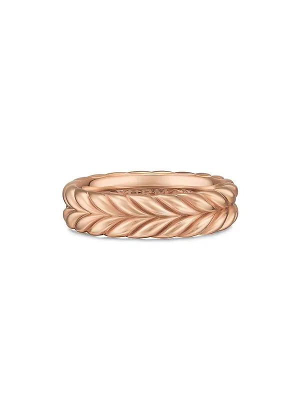 David Yurman Chevron Band Ring In 18k Rose 6.2mm