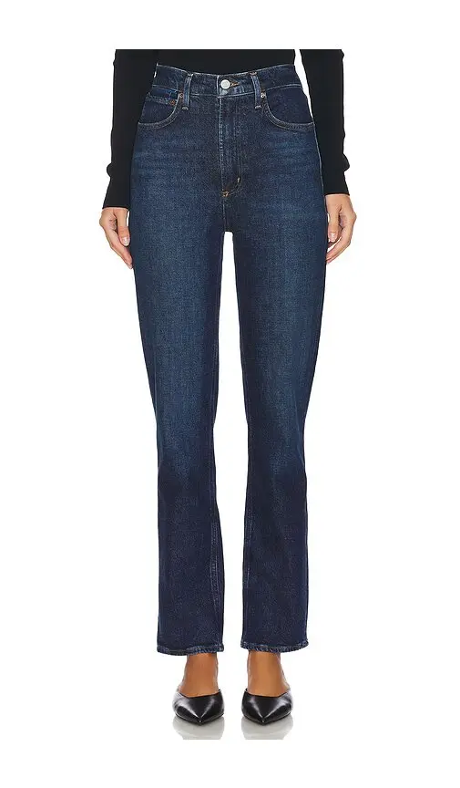 AGOLDE High Rise Stovepipe Jeans In Dark Wash