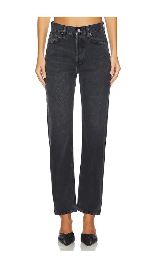 AGOLDE 90's Pinch Waist High Rise Straight Jeans - Black