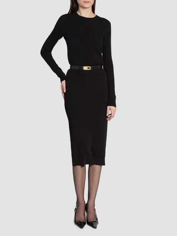 Saint Laurent Charniere Buckle Belt In Smooth Leather - Black