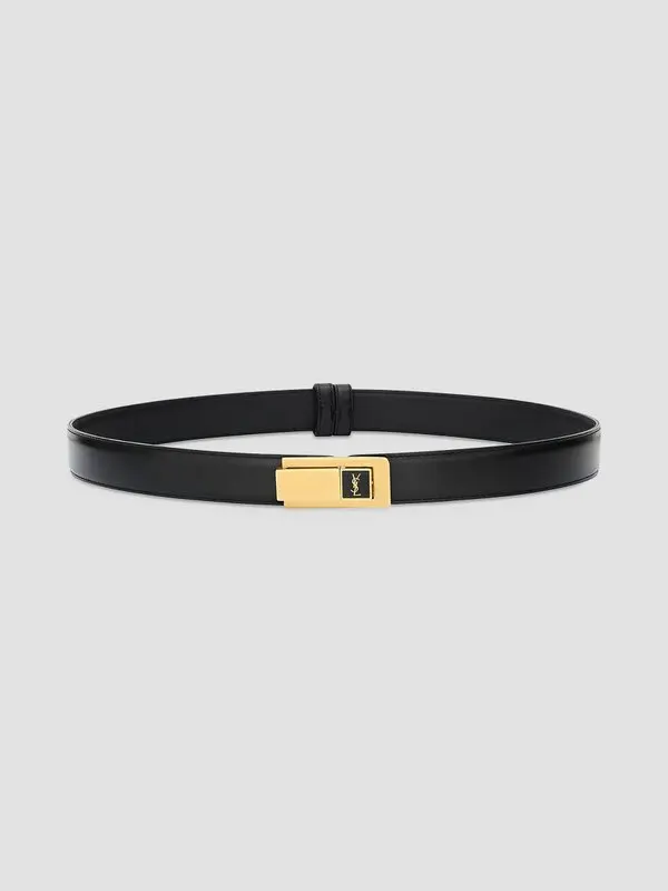 Saint Laurent Charniere Buckle Belt In Smooth Leather - Black
