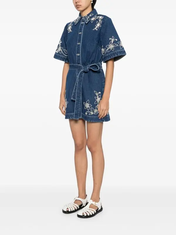 ALEMAIS Carmen Denim Embroidered Dress
