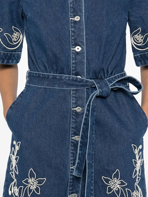 ALEMAIS Carmen Denim Embroidered Dress