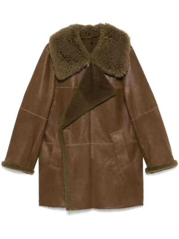 LEMAIRE Asymmetric Shearling Coat