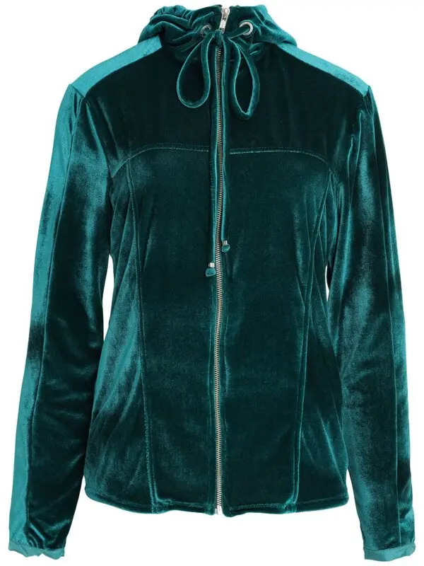 AMIR SLAMA Velour Hooded Jacket - Green