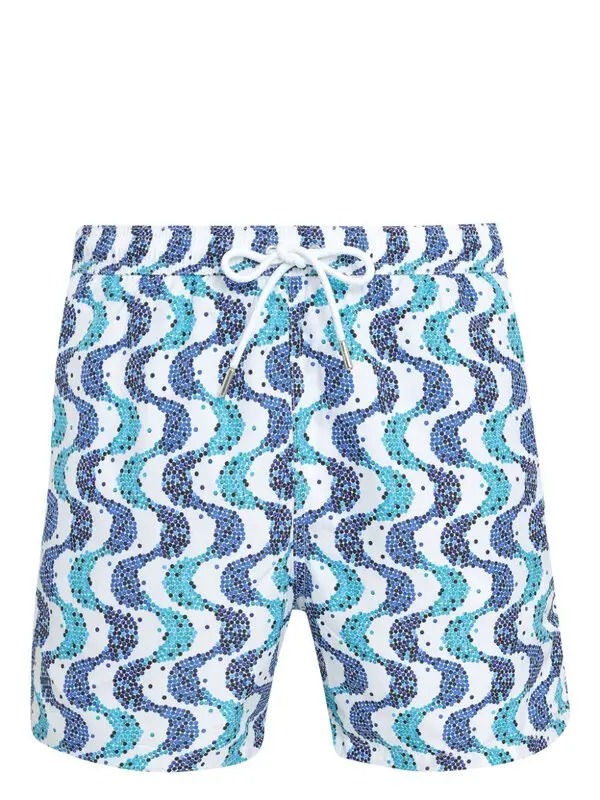 AMIR SLAMA Wave-print Swim Shorts - Blue