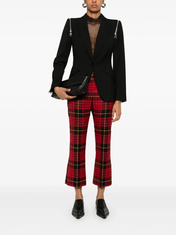 Alexander Mcqueen Tartan-Check Cropped Trousers In Red - 42% Off