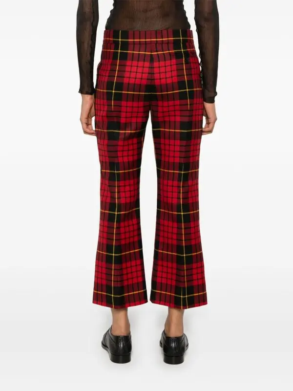 Alexander Mcqueen Tartan-Check Cropped Trousers In Red - 42% Off