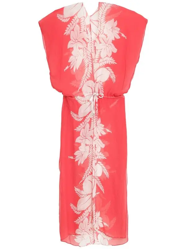 AMIR SLAMA Floral-print Beach Dress - Red