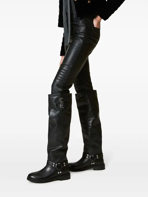 TWINSET Fairfax Leather Biker Trousers