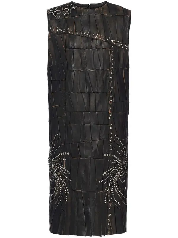 Prada Patchwork Nappa Leather Midi Dress